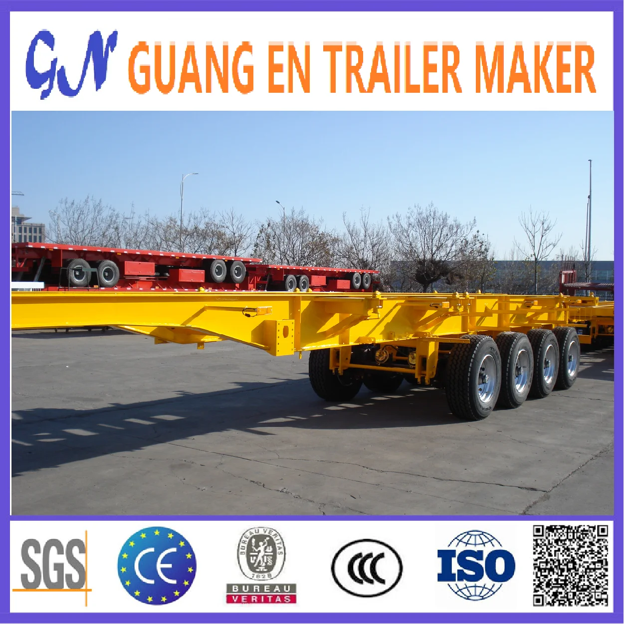 3 Axle 4 Axle 20ft 40ft Skeleton Semi Truck Trailer 3 Axle Cargo ...