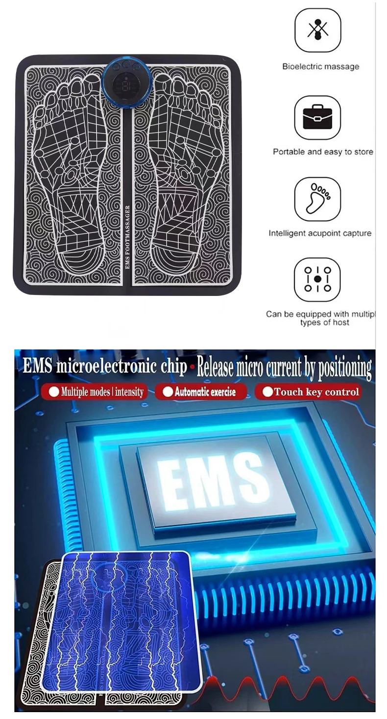 Intelligent Power-off Protection USB Rechargeable Foot Massager Pad