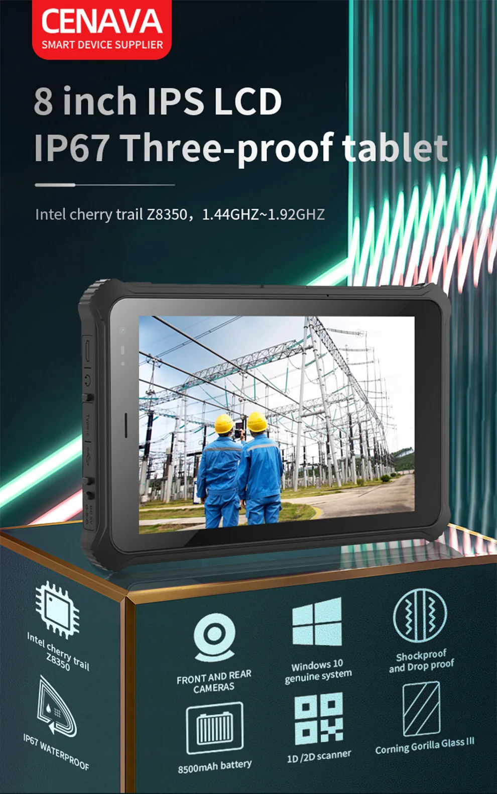 8 Inch 4+64gb 700 Nit Gps Nfc Waterproof Dustproof Rugged Tablet With ...