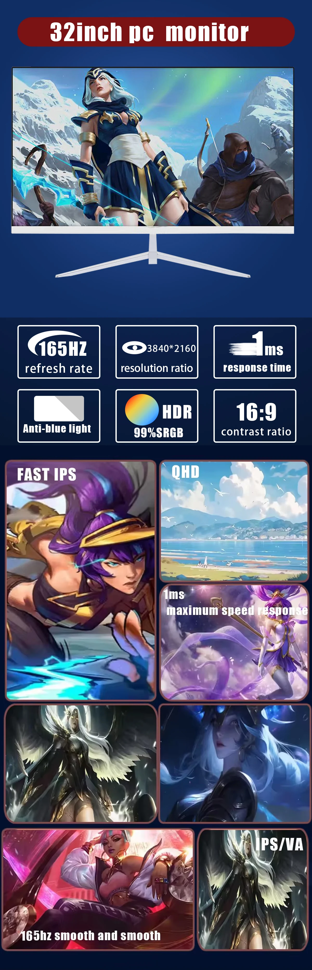 240hz 4k Curved 32 Inch 4k Monitor Gaming 144hz Curve Monitor Pc ...