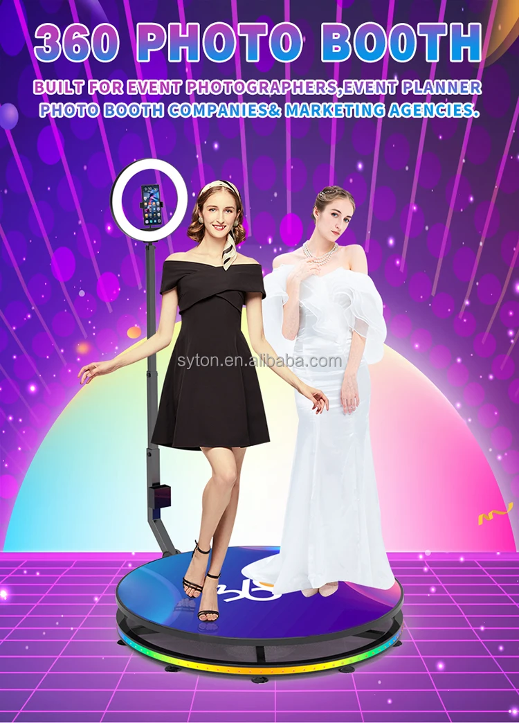 Portable Glass Platform 360 Photo Booth Automatic Rotating 360 Photo ...