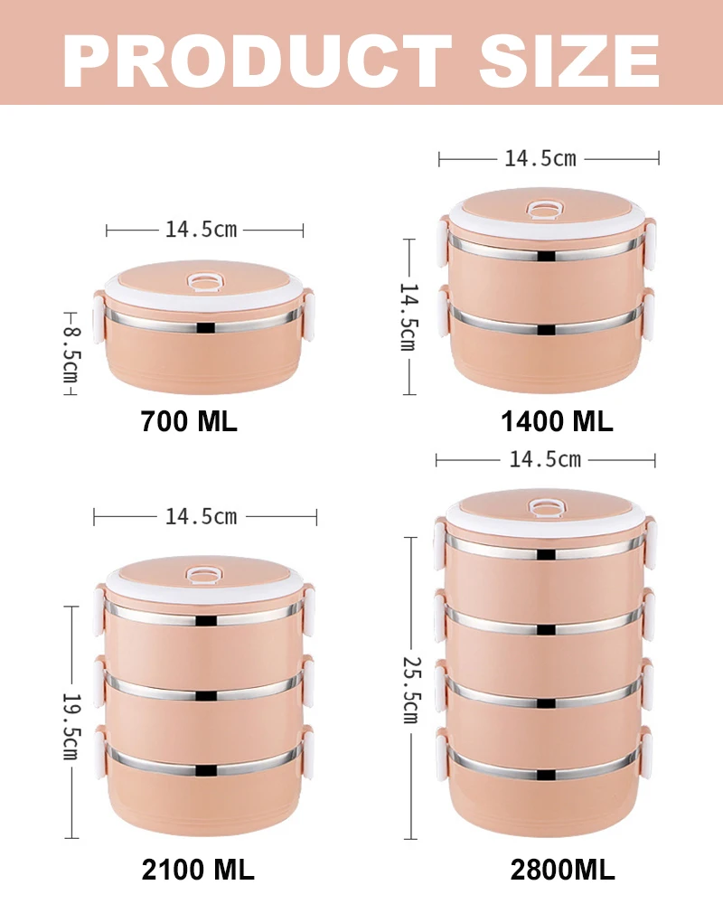 Stainless Steel Tiffin Lunch Bento Box - Insulated & Stackable
