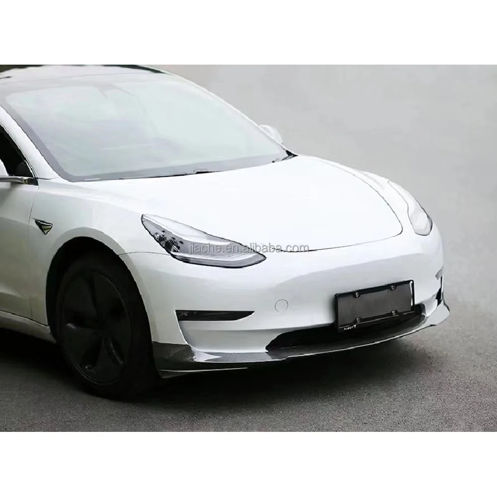 Carbon Fiber Car Front Bumper Lip Splitters Spoiler For Tesla Model 3 ...