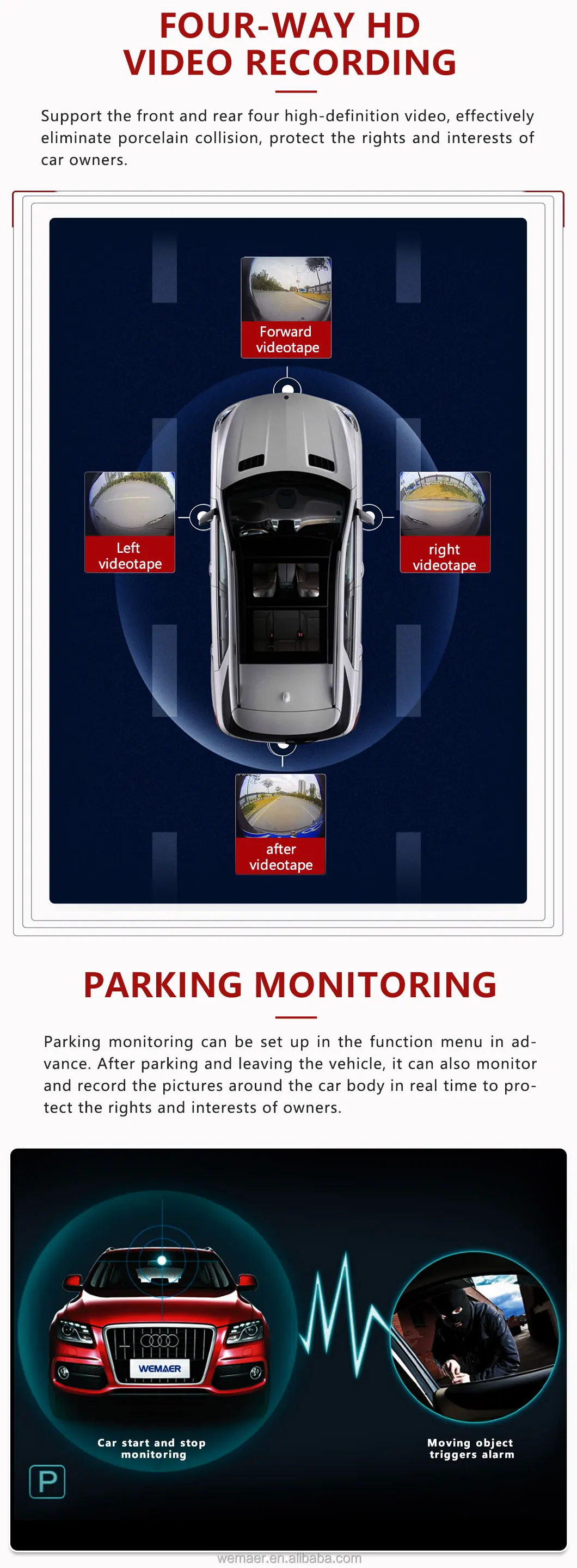 Universal 3D 360 Bird View Android Car Player GPS Navigation WiFi 10.1 ...