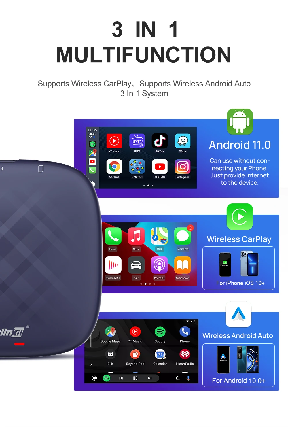 Hot Selling Carlinkit 8g+128gb Smart Ai Box Android Auto Portable ...