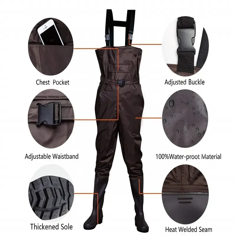 Fishing Chest Waders For Men With Boots Mens Womens Hunting Bootfoot ...