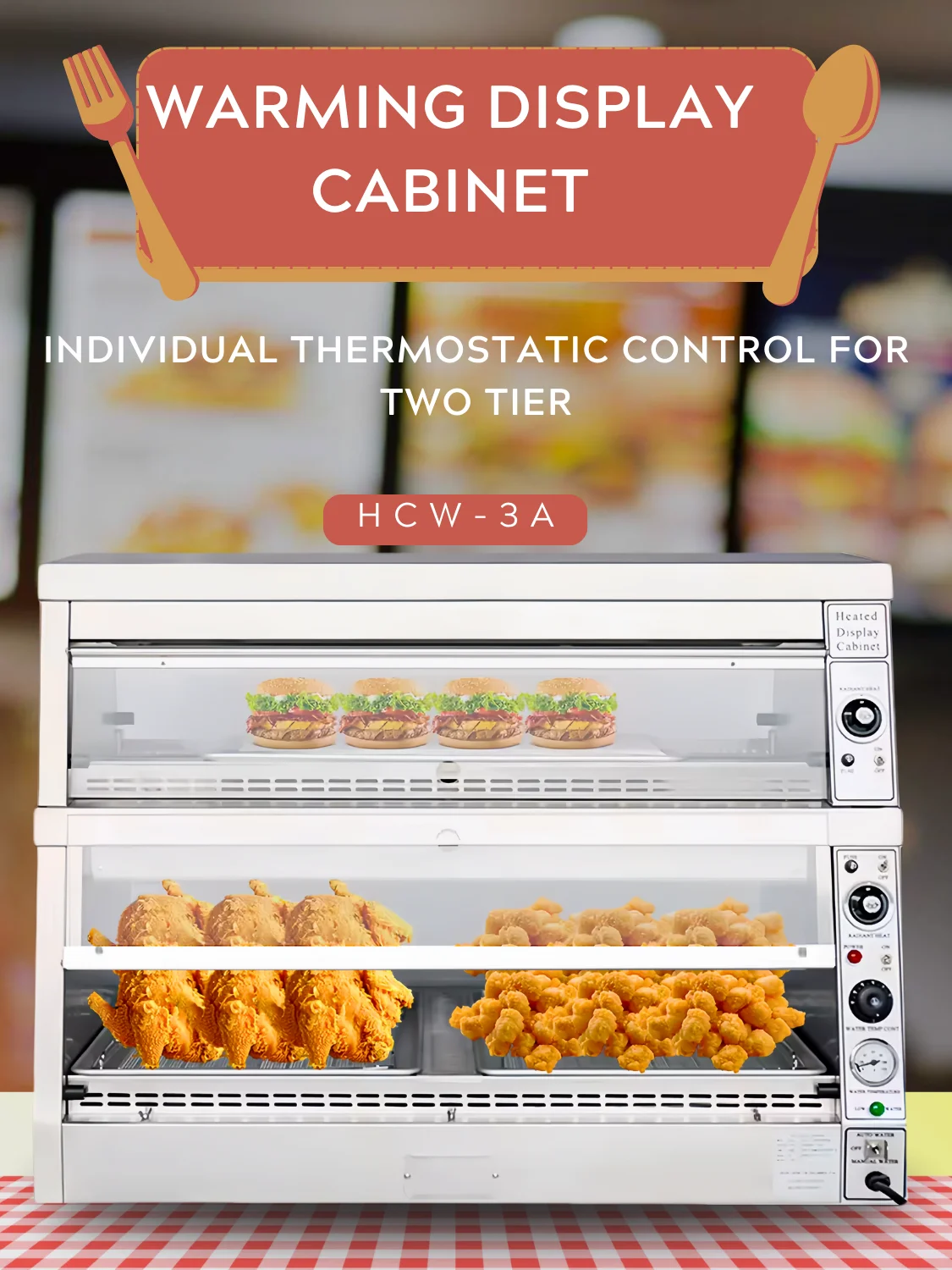 TENSHINE KFC Style Heated Display Warmer for Broast Chicken