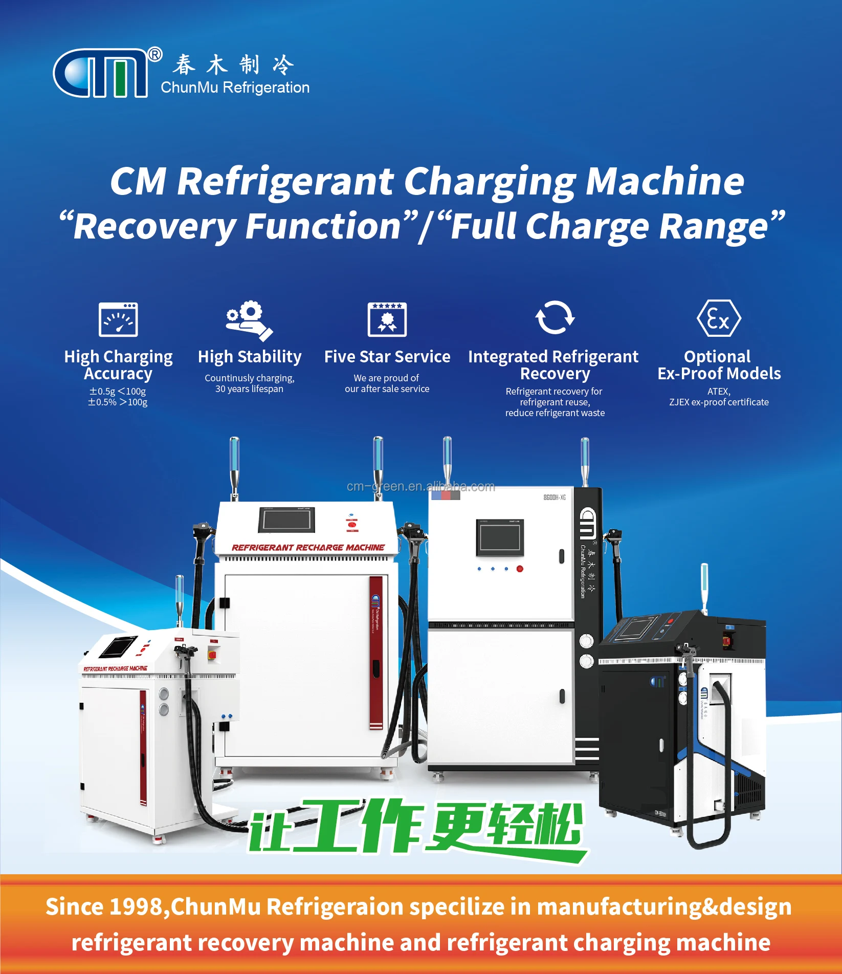 R600a R32 Refrigerant Gas Charging Station - PLC Dual Filling System