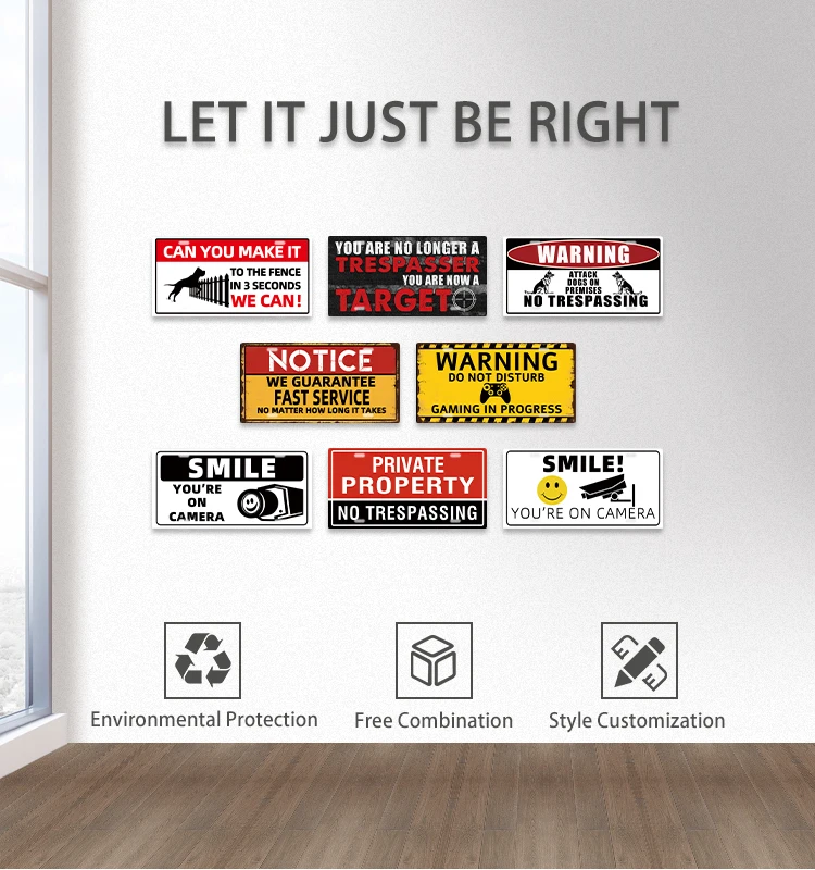 Putuo Decor Customized Warning Metal Sign Plate Tin Beware Car License ...