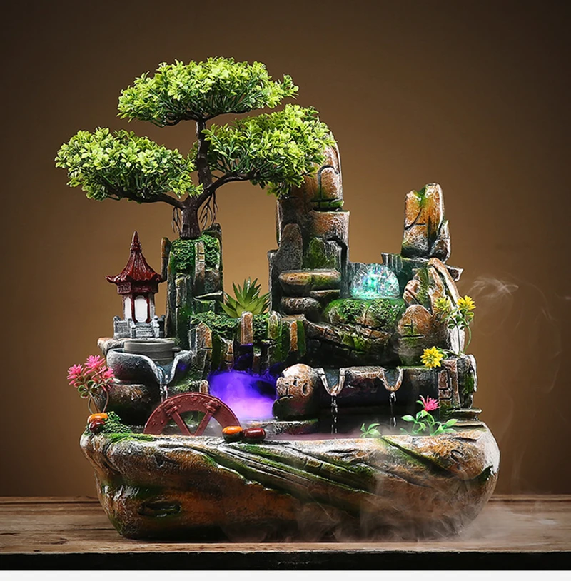 Luxury Home Decor Tabletop Ornament Flowing Water Fountain With Light ...