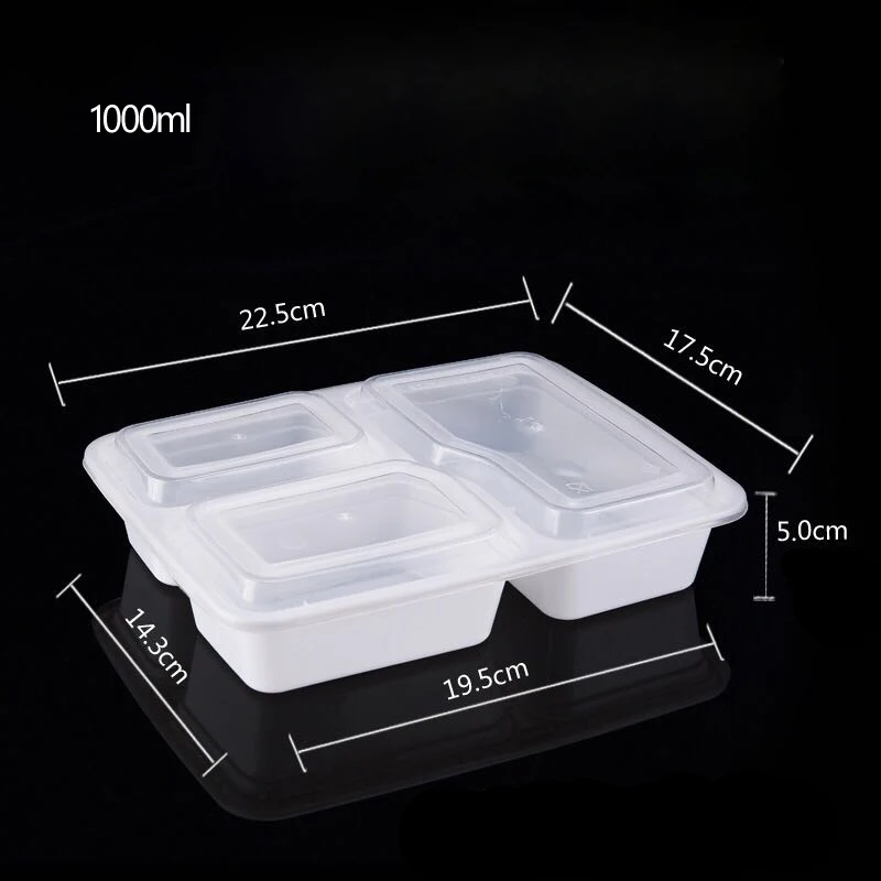 3 Compartments Microwave Plastic Takeaway Meal Prep Pp Disposable Food ...