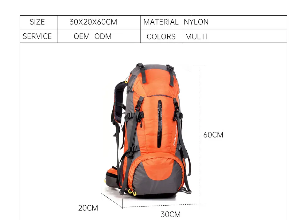 60 Liters Tracking Backpack - Durable, Waterproof, and Stylish