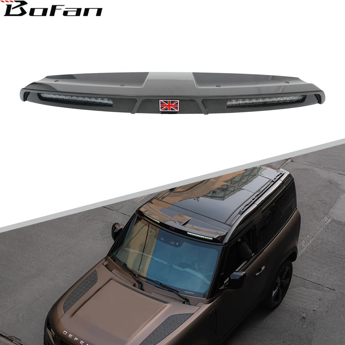 Car Interior Accessories Carbon Fiber Rock Style Roof Spoiler Lamp Led ...