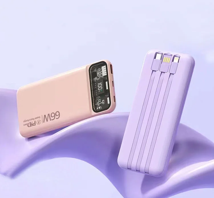 Built In Type-c Cable Pocket Slim Pd 66w 10000mah Portable Battery ...