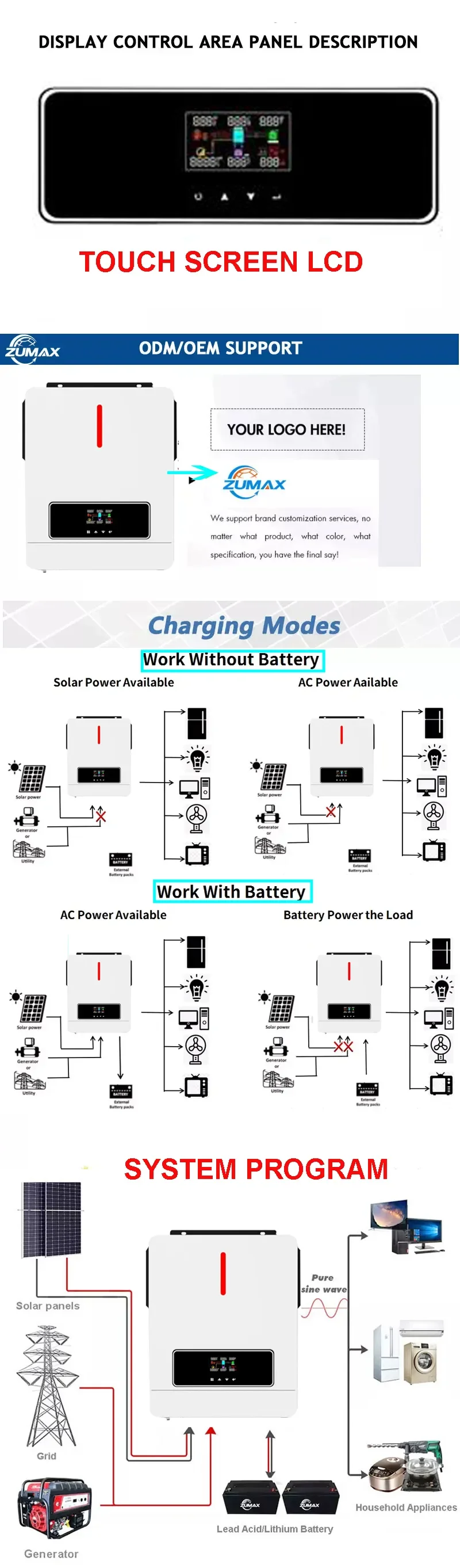 Zumax 6200w Hybrid Ongrid Off Grid Solar Inverter Single Phase - Buy ...