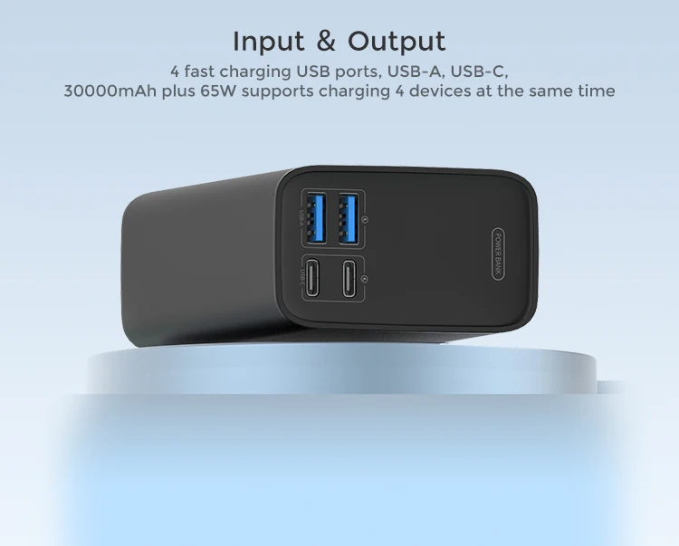 Bluetimes 65w 30000mah Laptop Portable Power Bank,Fast Charging Usb C 4 ...