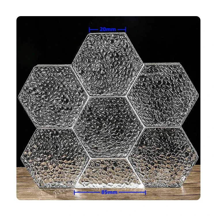 Hexagonal Glass Brick Honeycomb Pattern Embedded Clear Solid Hot Melt ...
