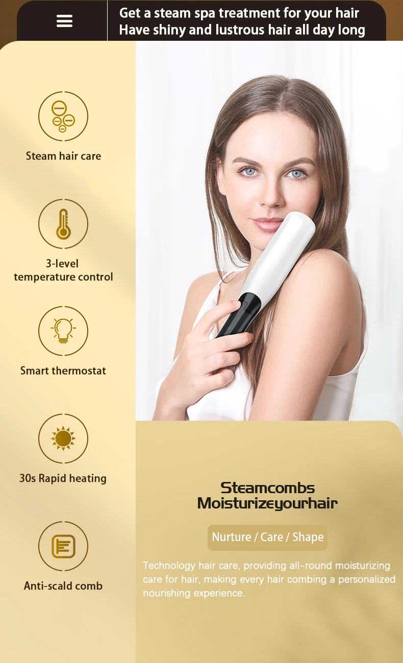 Chprety Steam Pod Hair Straightener Brush - Portable & Efficient
