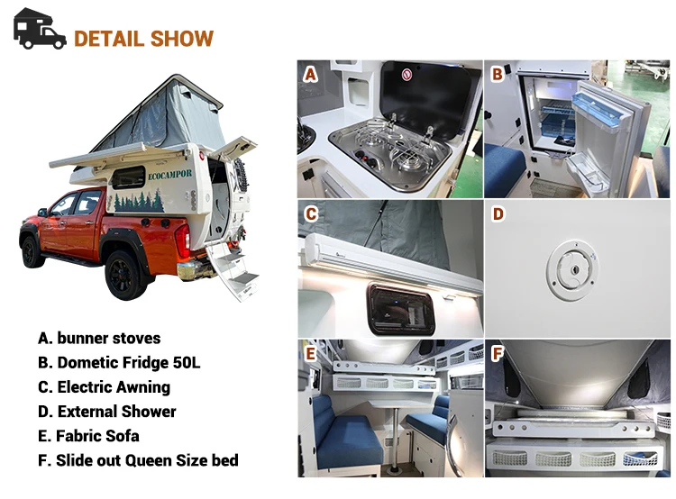 6ft Short Bed Pickup 4x4 Lightweight Truck Camper Off-Road Fiberglass ...