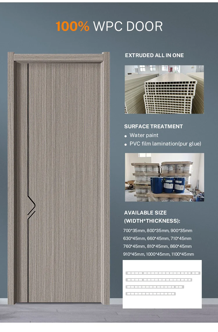 Main Gate Design Waterproof Plywood Door with Glass