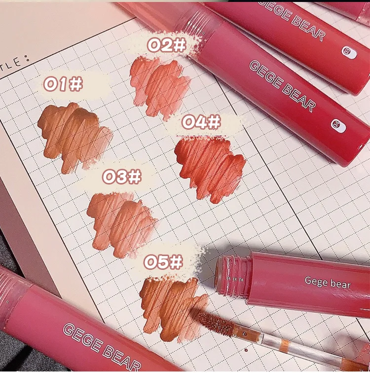 Gege Bear Velvet Mattes Soft Lip Glaze Moisturizing Easy To Color Lip ...