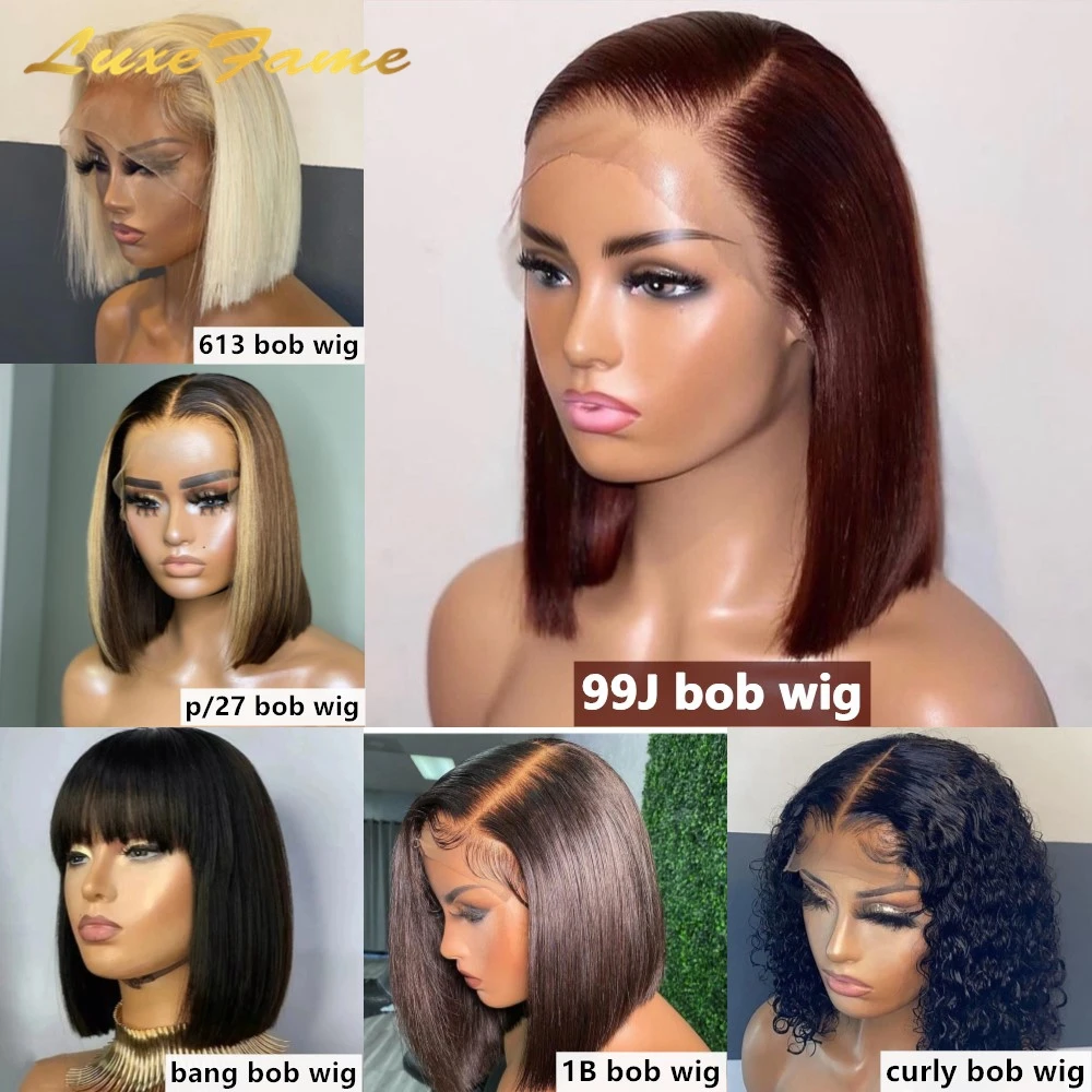 Cheap Short Bob Frontal Wigs - 100% Human Hair Kinky Curly