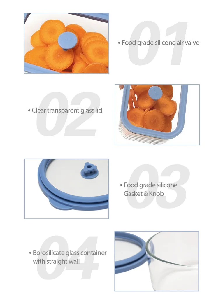 IKOO High Borosilicate Kitchen Storage Box Food Container Glass Food ...