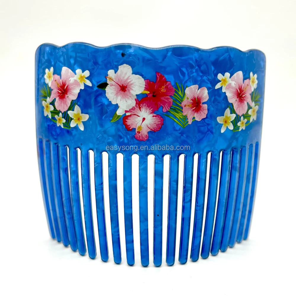 Flower Printed Hair Combs - Stylish & Versatile Accessories