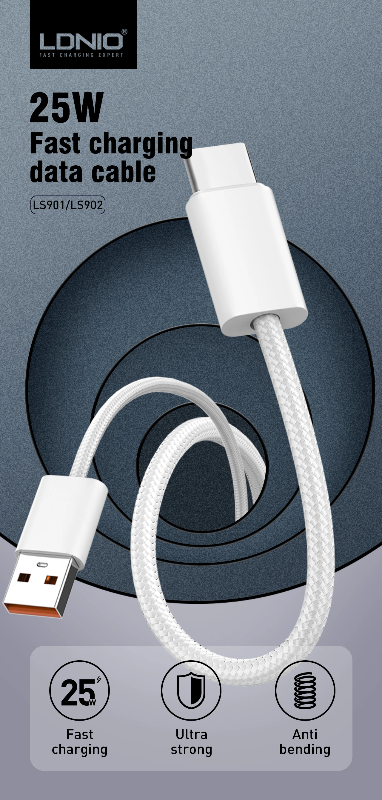 Wholesale Ldnio Ls901/ls902 25w Braided Wire Micro Usb Type C 1m 2m Usb Type-c Cable For Iphone ...