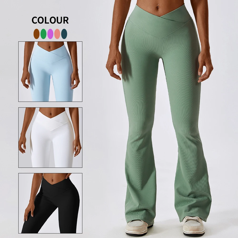 Custom Workout Gym Fitness Sets Flared Yoga Leggings Women Gym Wear V ...