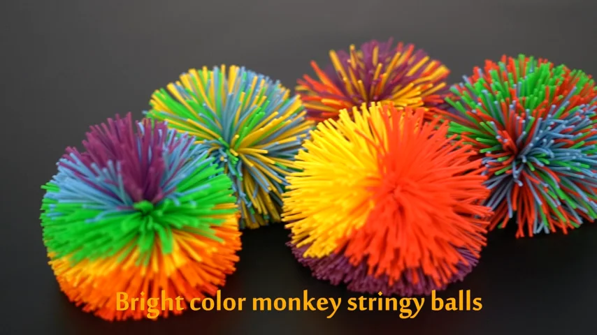 Monkey Stringy Balls Great Sensory Fidget Toys Stress Balls Rainbow Pom ...