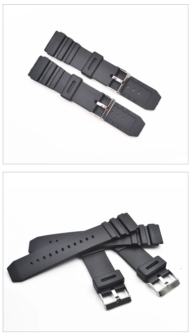 Sport Style Black PU Plastic Watch Bracelet Silicone Watch Strap for 18 ...