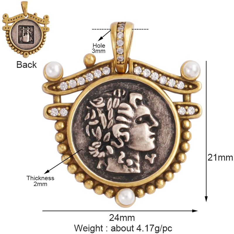 Antique Gold Bronze Beauty Portrait Knight Angel Goddess Coin Medallion ...