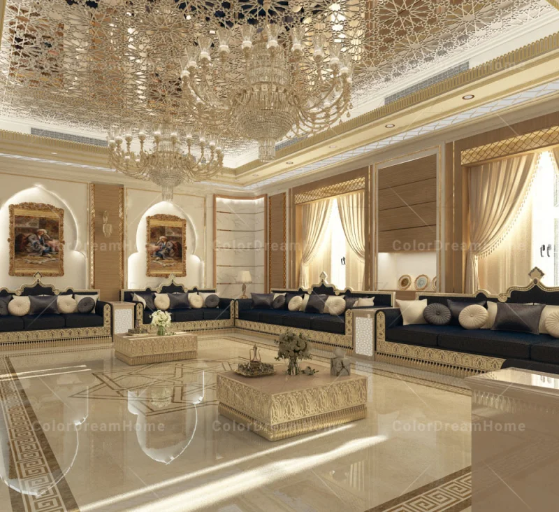 Saudi Arabic Majlis Classic Style Luxury Solid Wood Sofa