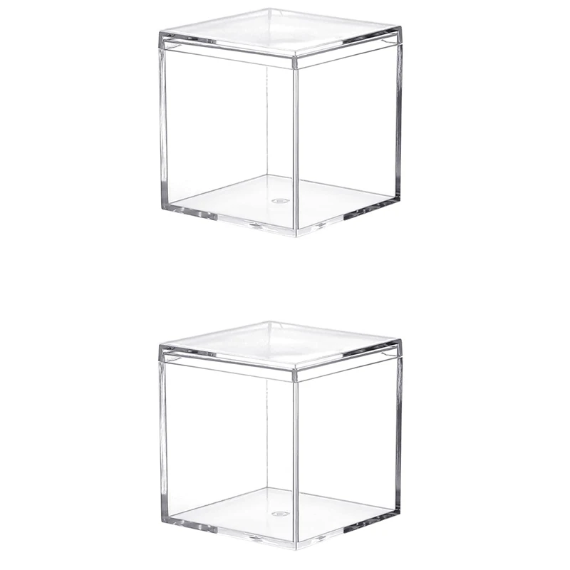 Small Clear Acrylic Box Plastic Square Cube Containers with Lid Storage ...