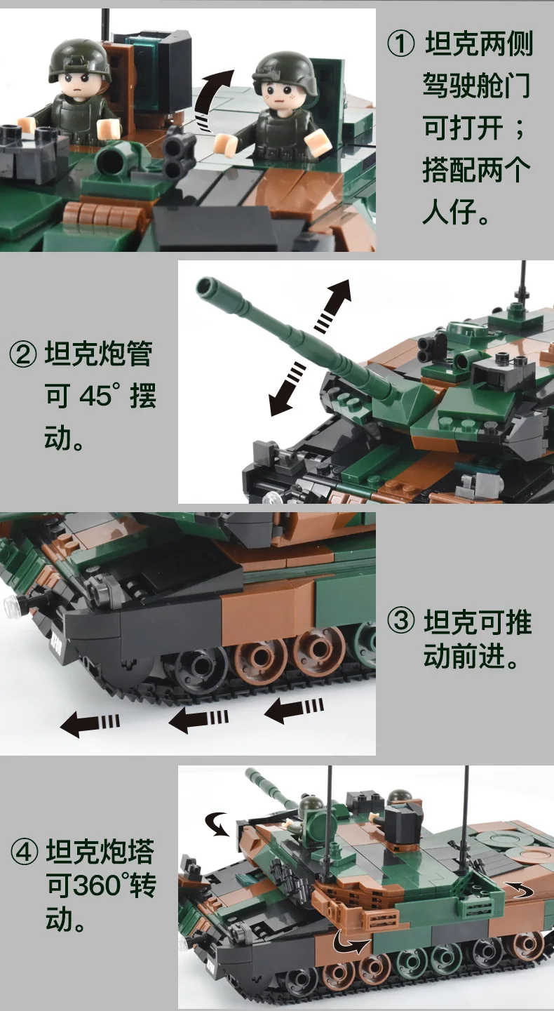 Sluban Building Blocks M38-b0839 Leopard 2a5 Main Battle Tank 766pcs ...