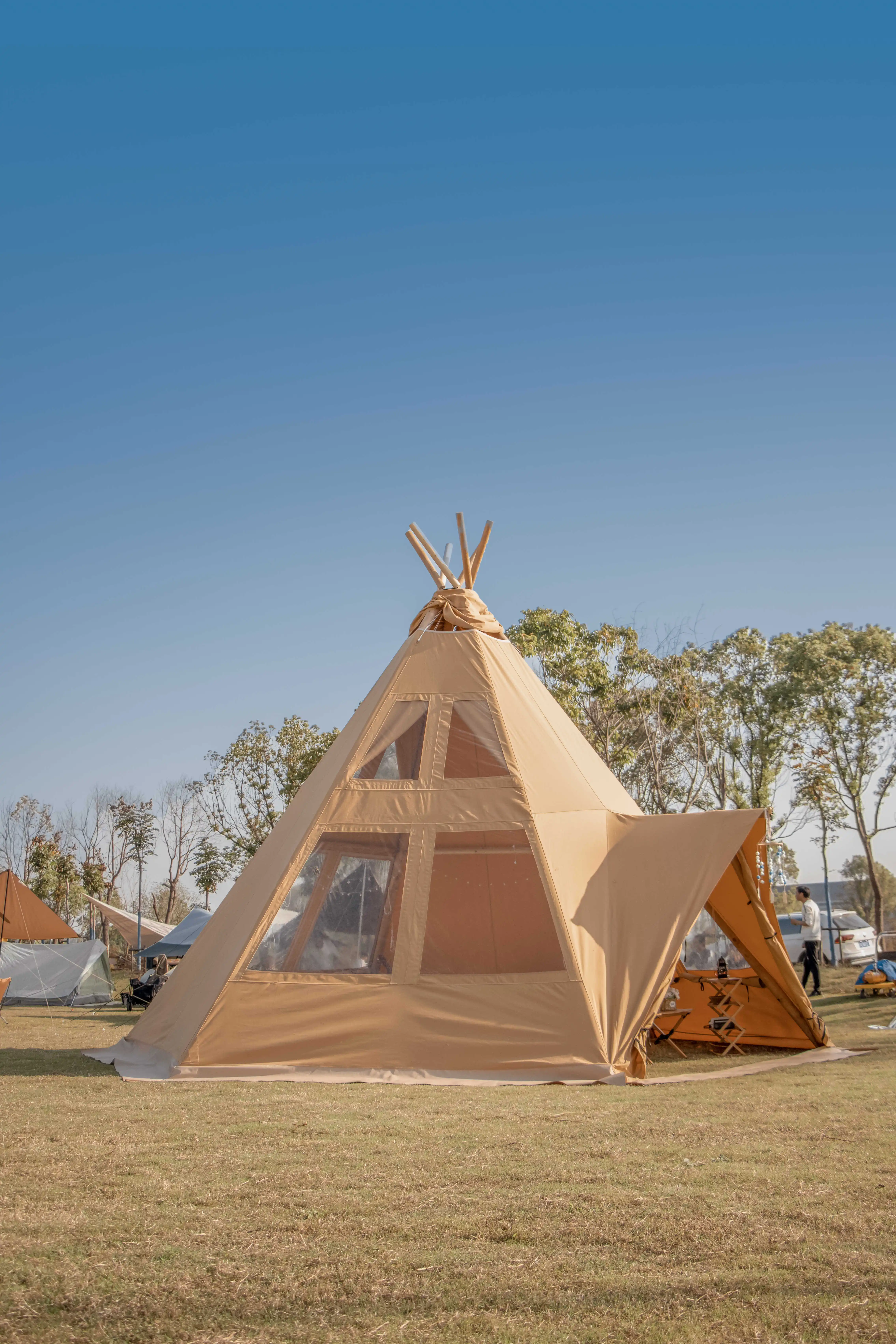 High Quality Waterproof Wooden Frame Outdoor Canvas Teepee