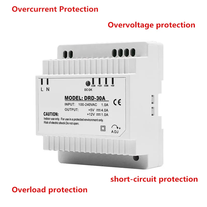 Drd-100w 5v 12v 24v Industrial Dual Output Power Supply Din Rail Mount ...