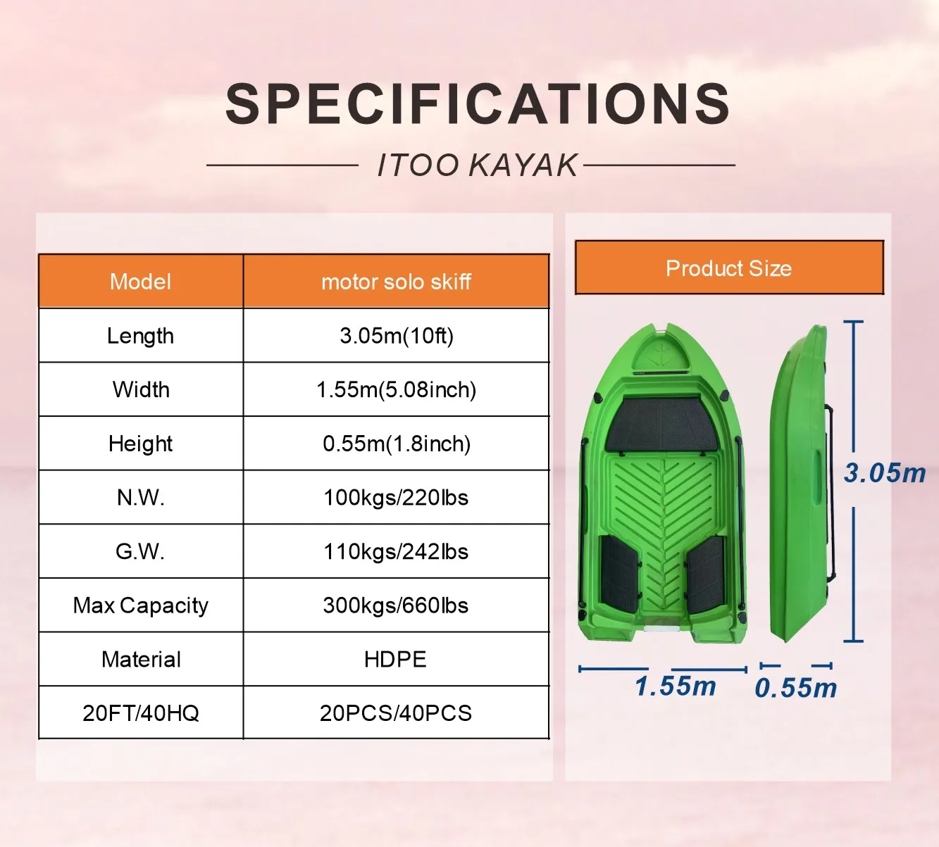 2023 ITOO 10ft Fishing Kayak with Electric Motor - Durable & Versatile