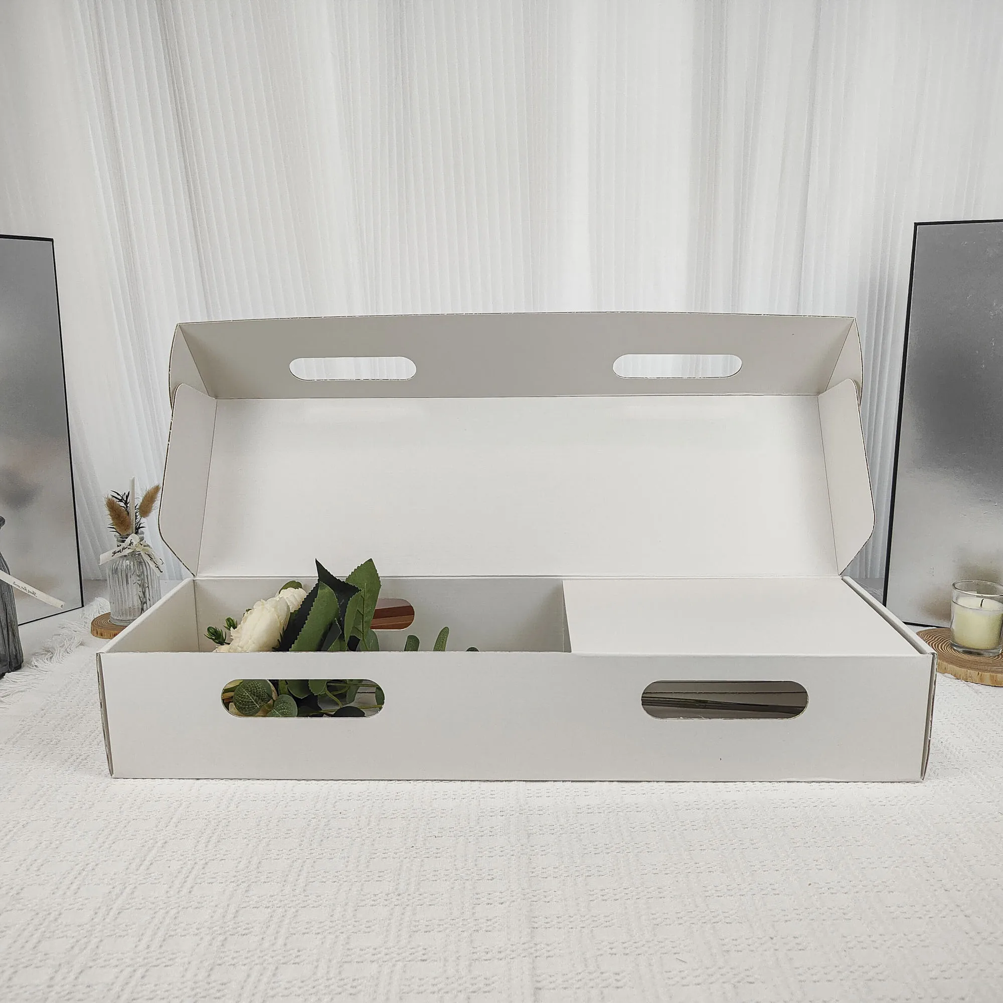 Decorative Preserved Artificial Flower Roses Rectangle Box With Clear ...