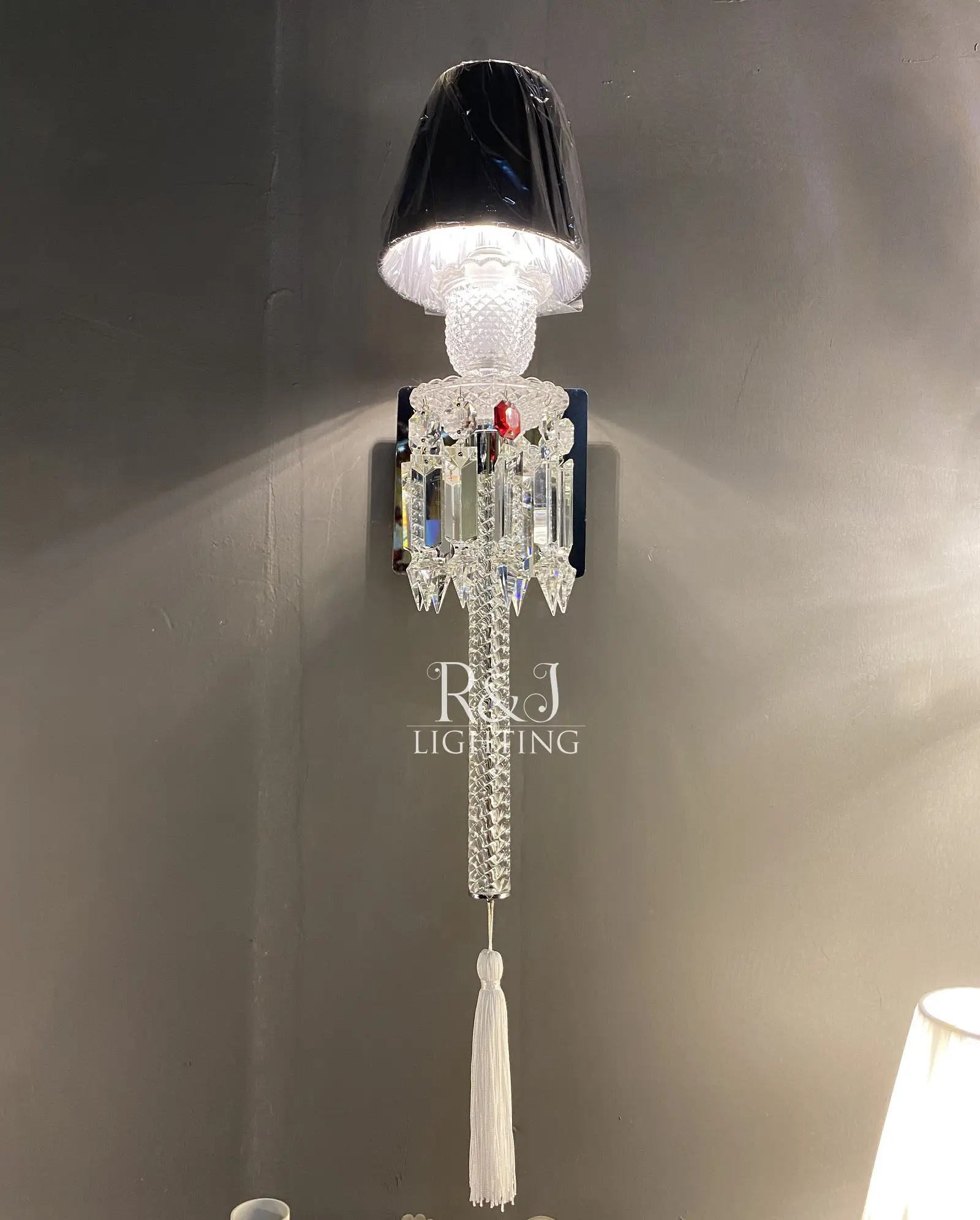 Ready In Stock Traditional Bacarat Crystal K9 Luxury Wall Lamp Bedside Sconce With Lampshade ...
