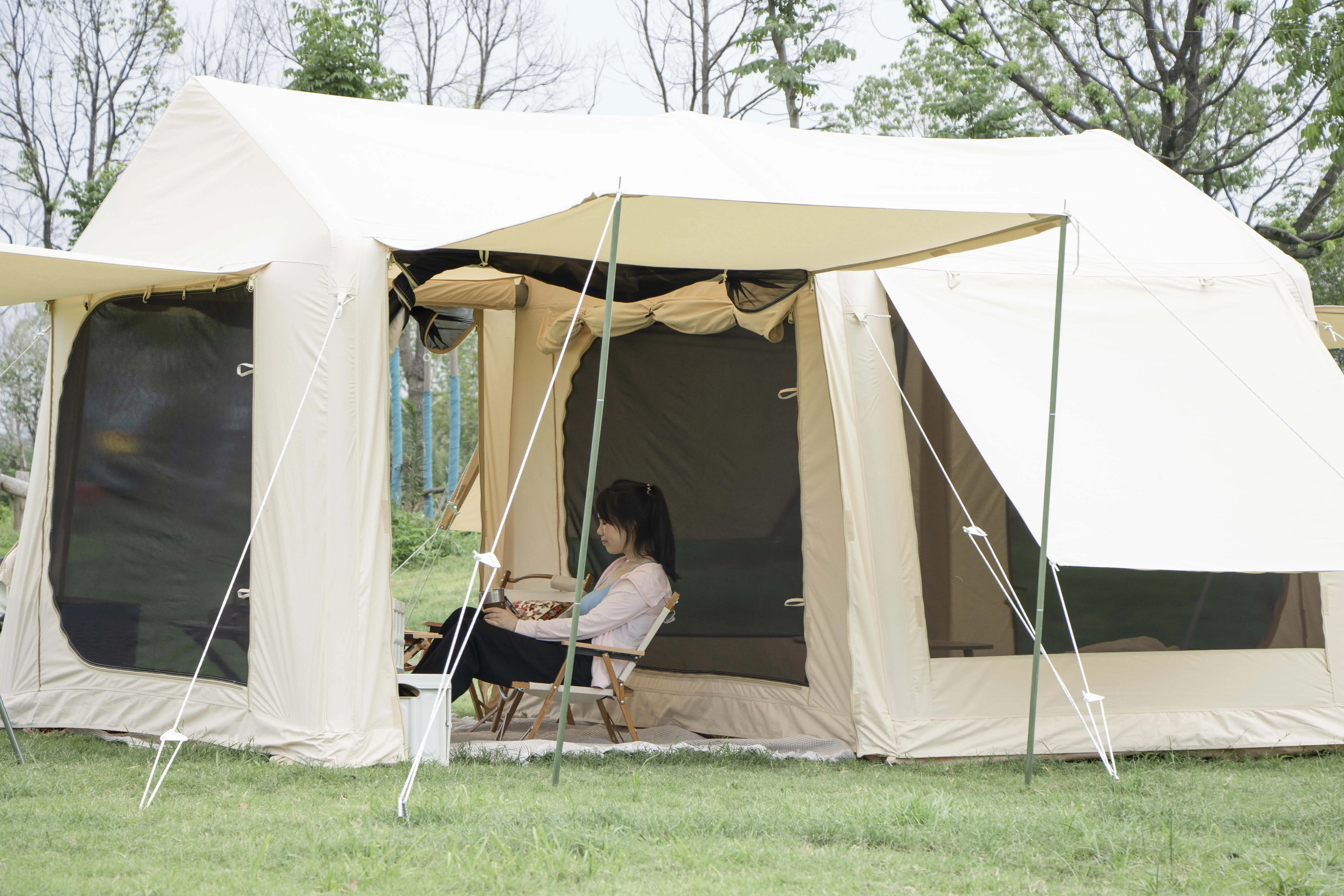 Family Air Inflated Cottage Air Tent Inflatable-cabin-tent Double Doors ...