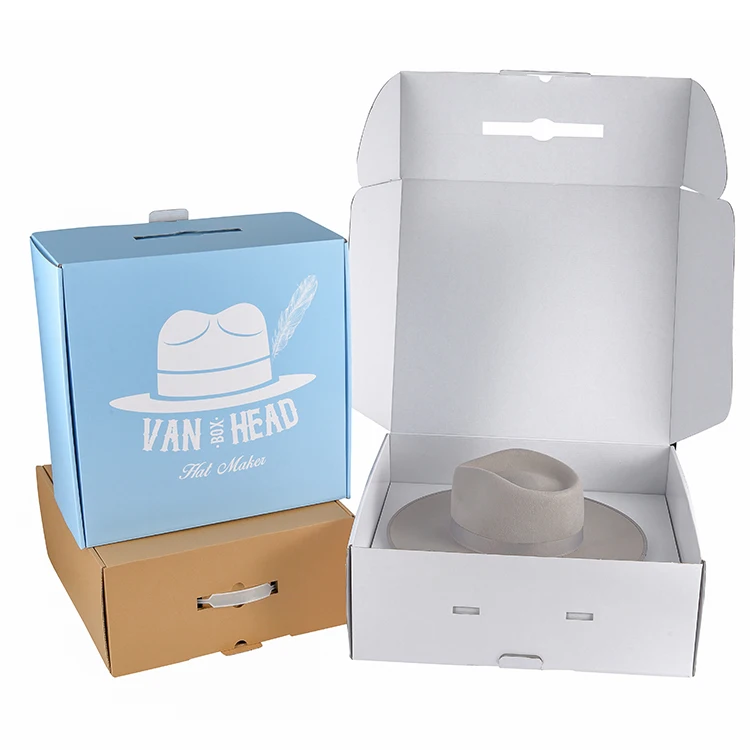 Custom Black Corrugated Fedora Hat Boxes Factory Carton Box Hat Boxes ...