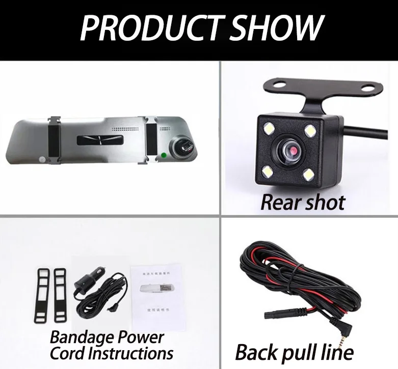 4.3 Inch Full Hd 1080p Car Rear View Mirror Dvr Video Recorder Camera ...