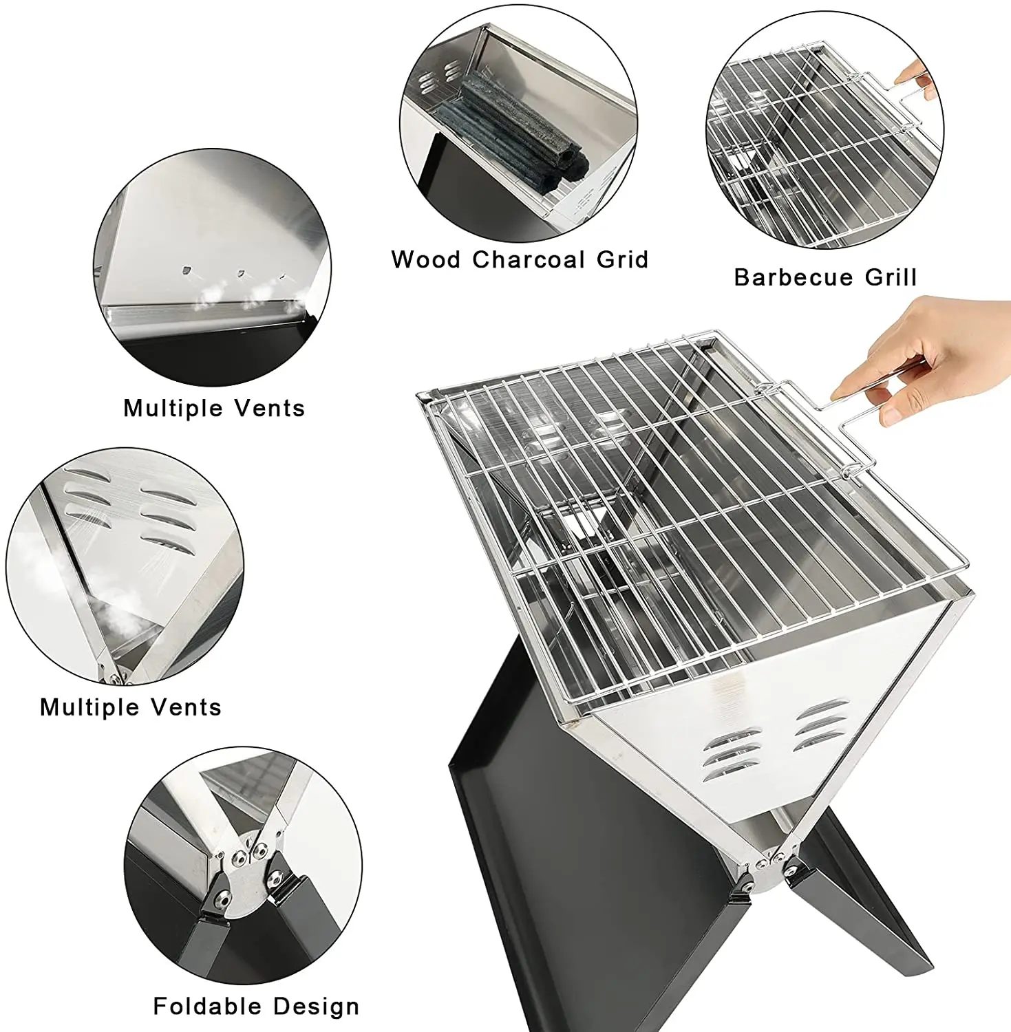 Portable Collapsible Outdoor Stainless Steel 304 Flip Folding BBQ ...