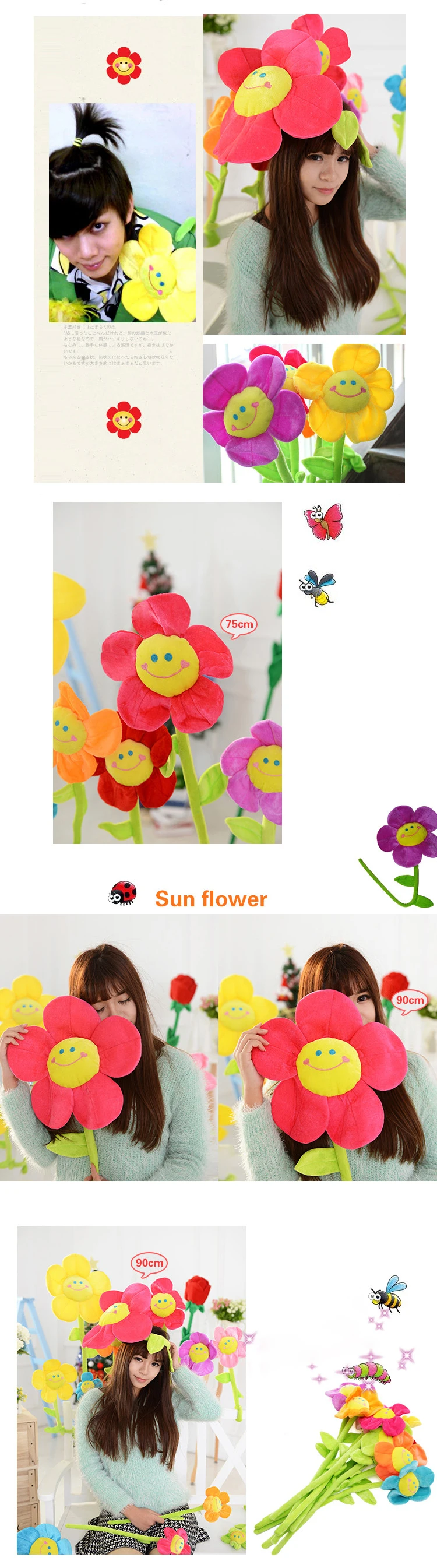 Plush Flower Bendable Stems Colorful Stuffed Flowers Plush Toy Durable ...