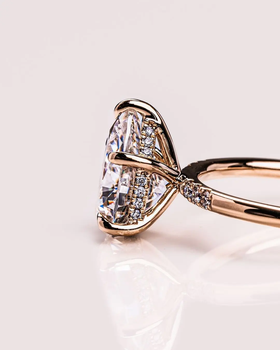 Redleaf Solid Gold 9K 10K 14K 18K Engagement Ring with D VVS Moissanite ...