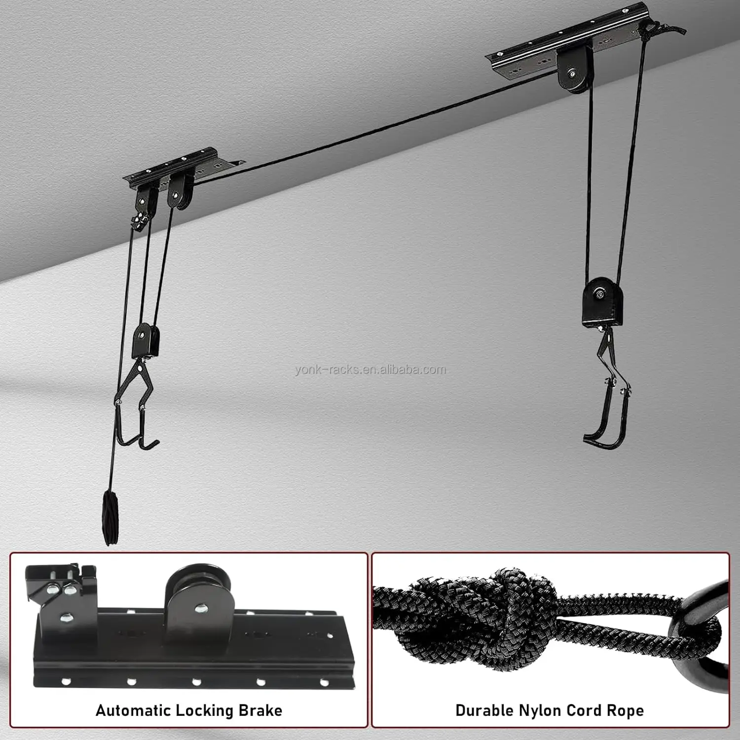 Yonk Garage Storage Ceiling Pulley System 2 Pack, Kayak Canoe Cargo ...