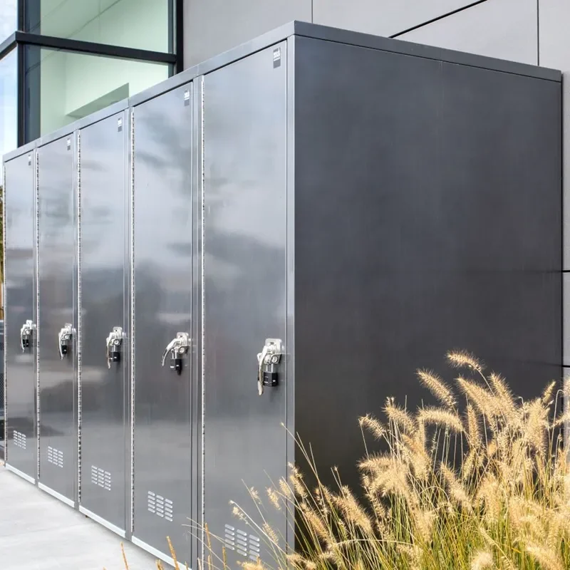 Public Single Door Steel Structure Lateral Bicycle Bike Lockers For ...