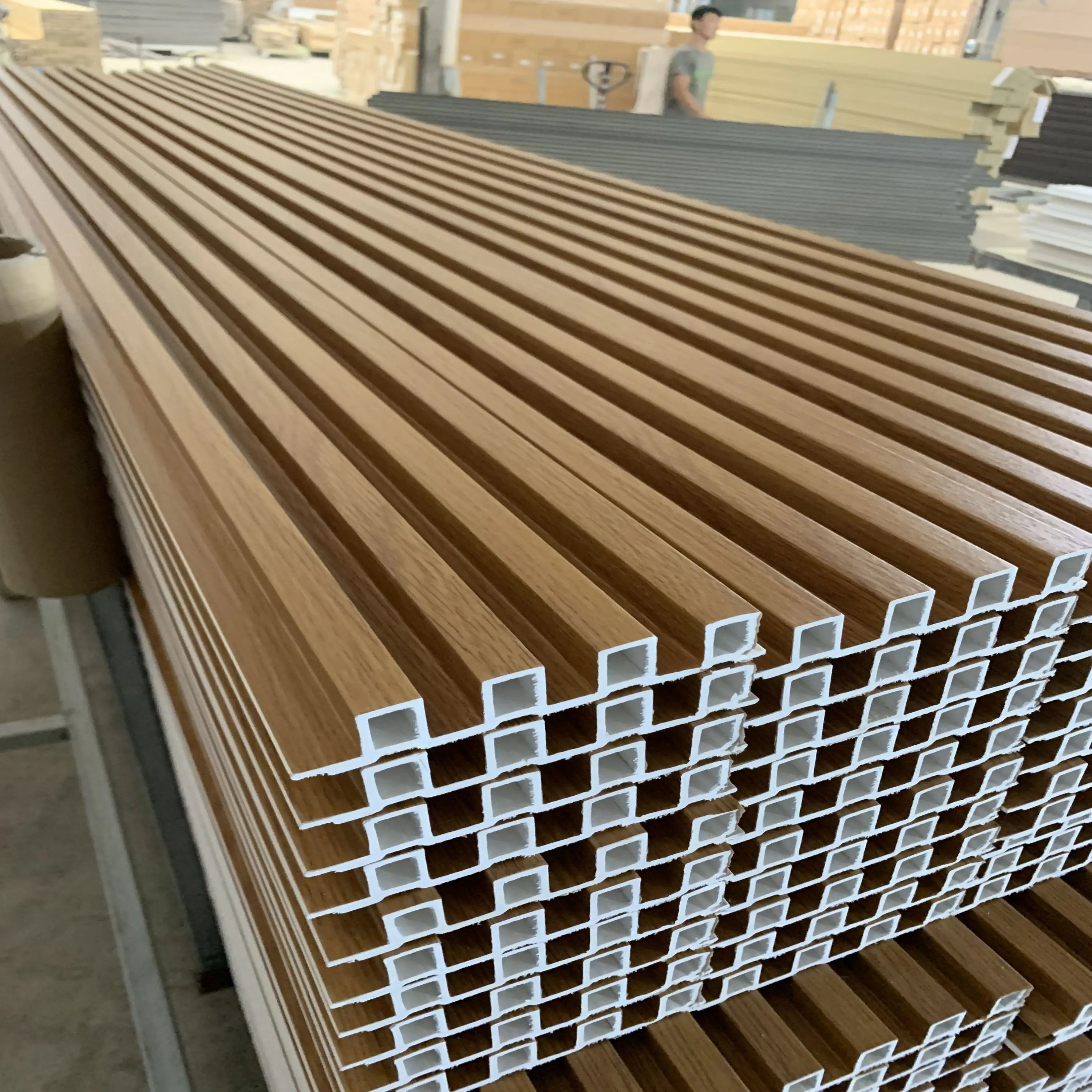 Lin Yiwall Panel Wpc Flat Widith Cross Curve 3d Embossing Facade For ...